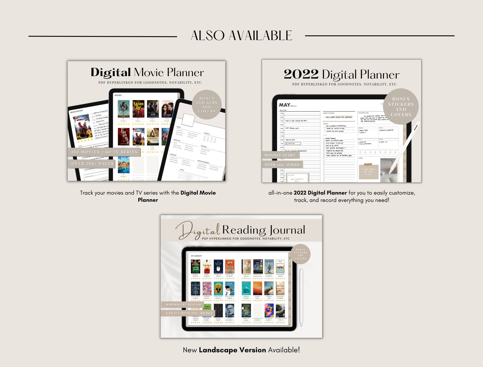 Digital Reading Journal | Digital Reading Planner | Minimalist Design ...