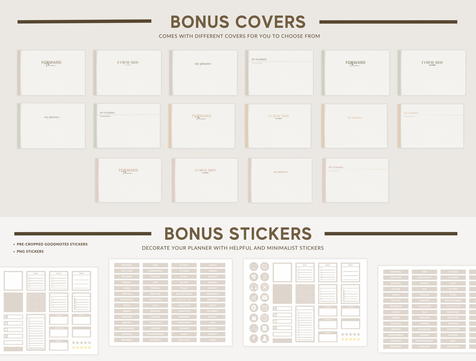 Undated Digital Planner | Landscape Planner, Hyperlinked Digital ...