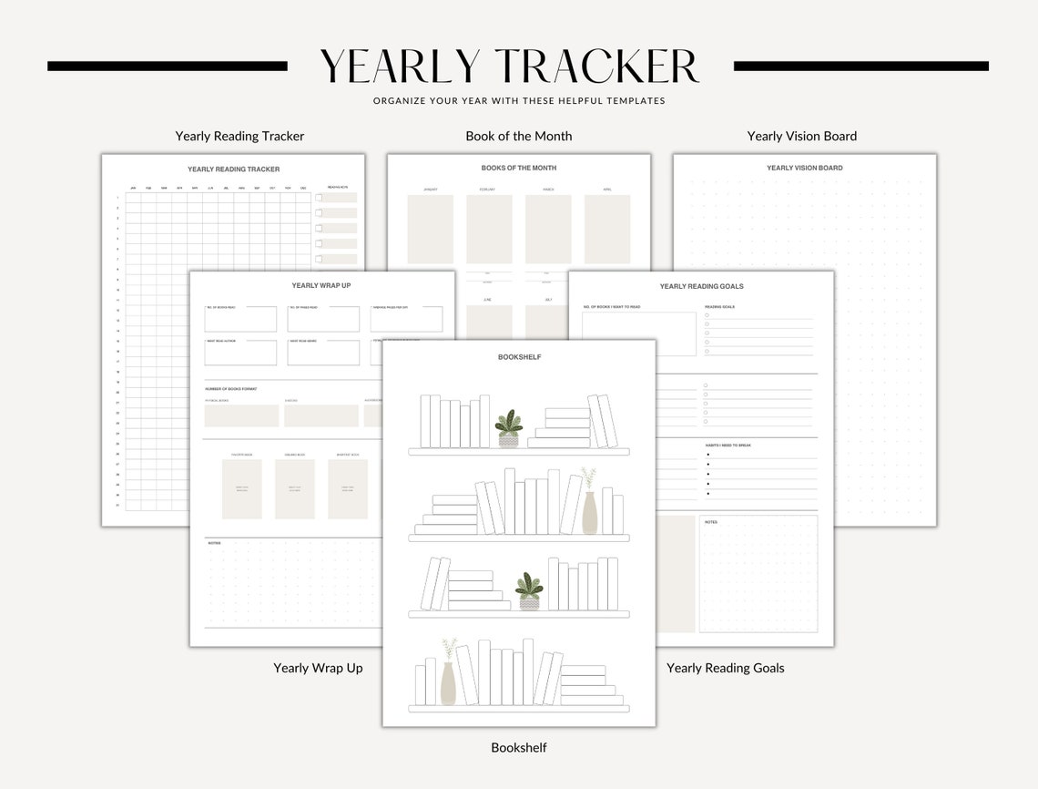 Printable Reading Journal Minimal Reading Planner Book - Etsy