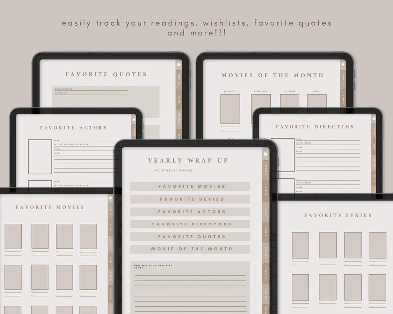 Digital Movie Planner | Movie Journal 2022 | Movie and Series Tracker ...