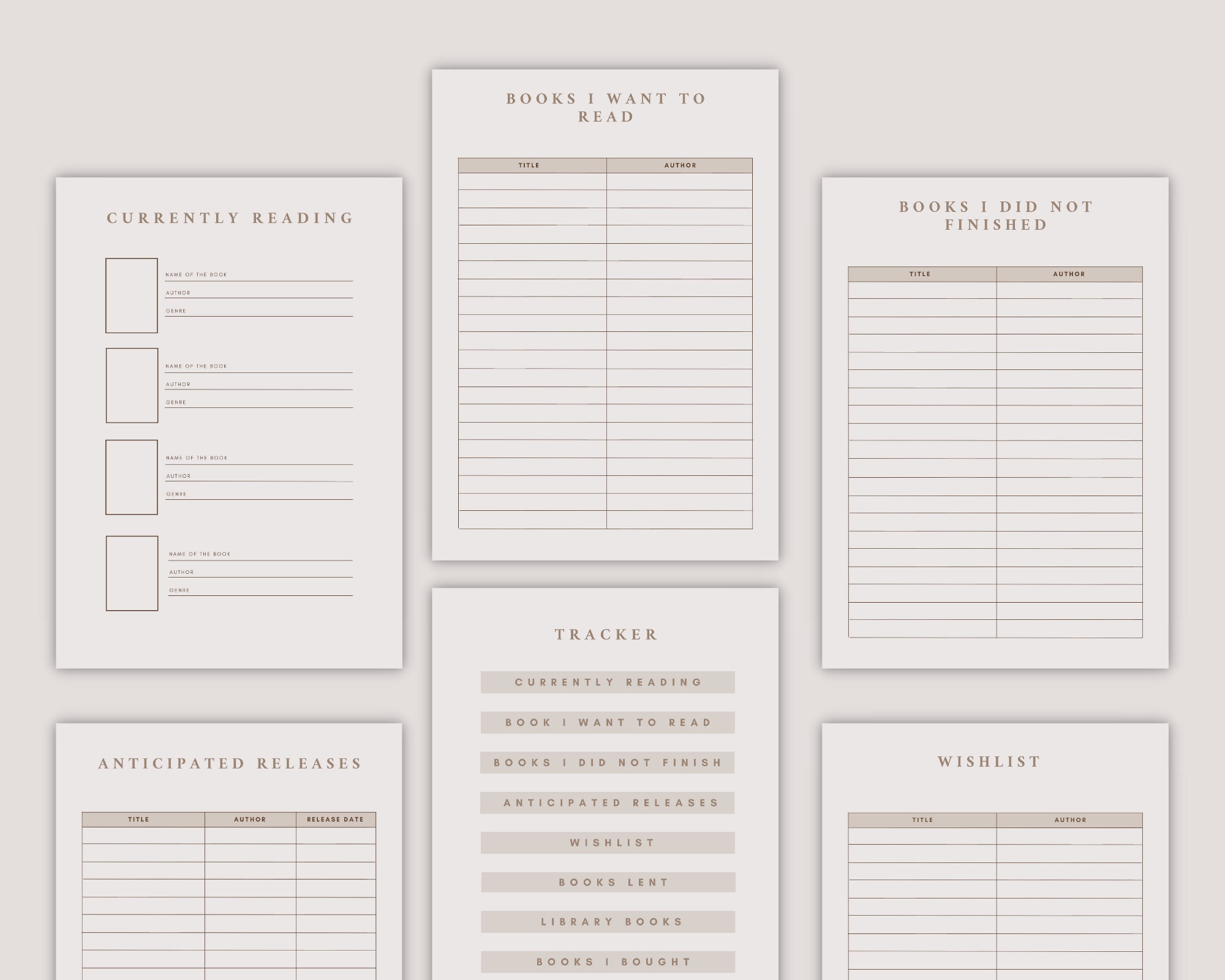 Printable Reading Journal | Minimal Reading Planner | Book Planner ...