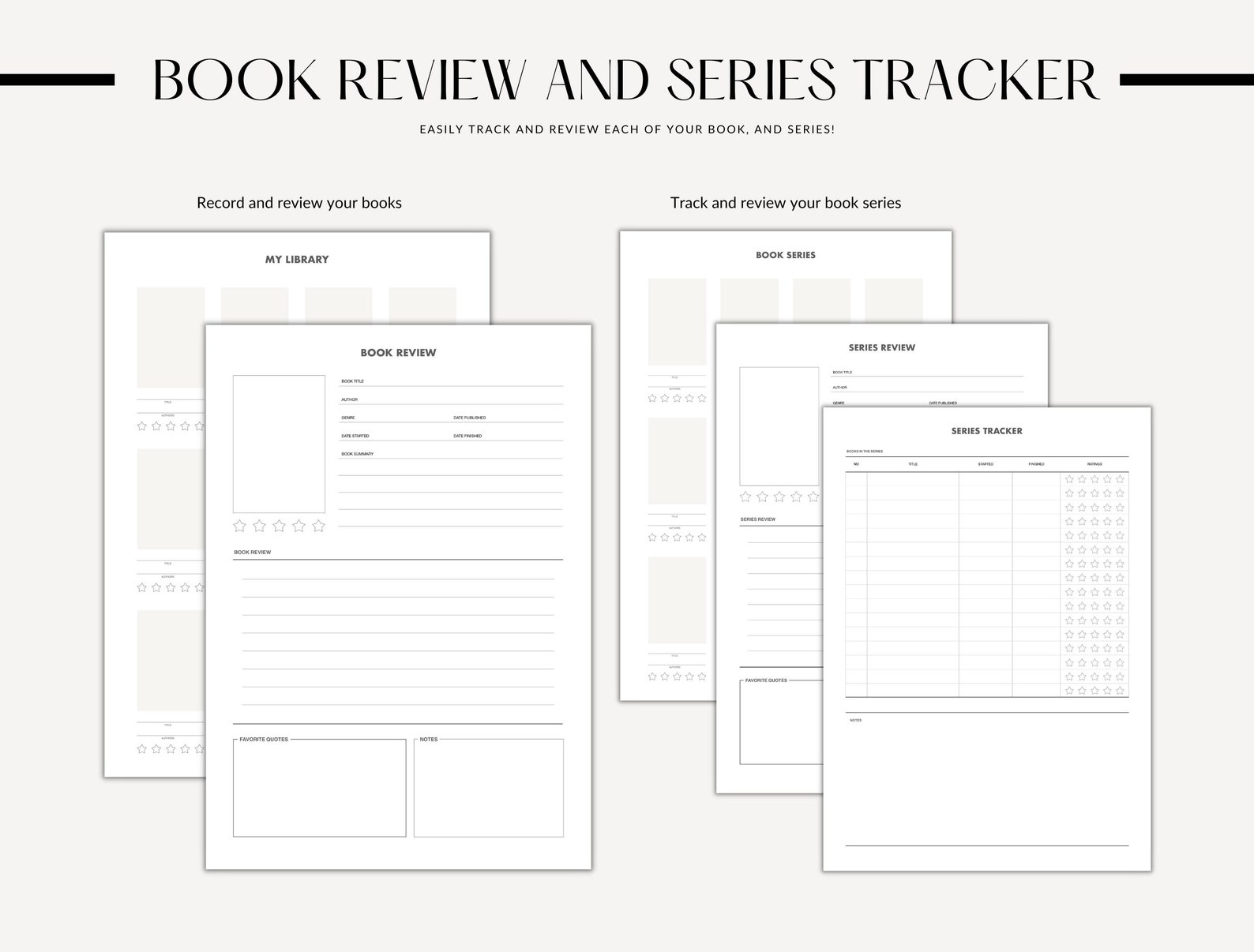 Printable Reading Journal Minimal Reading Planner Book Planner Reading ...