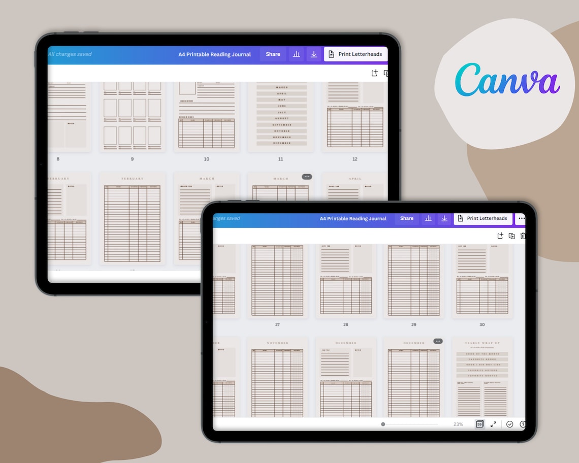 Canva Templates Reading Journal Book and Reading Planner - Etsy