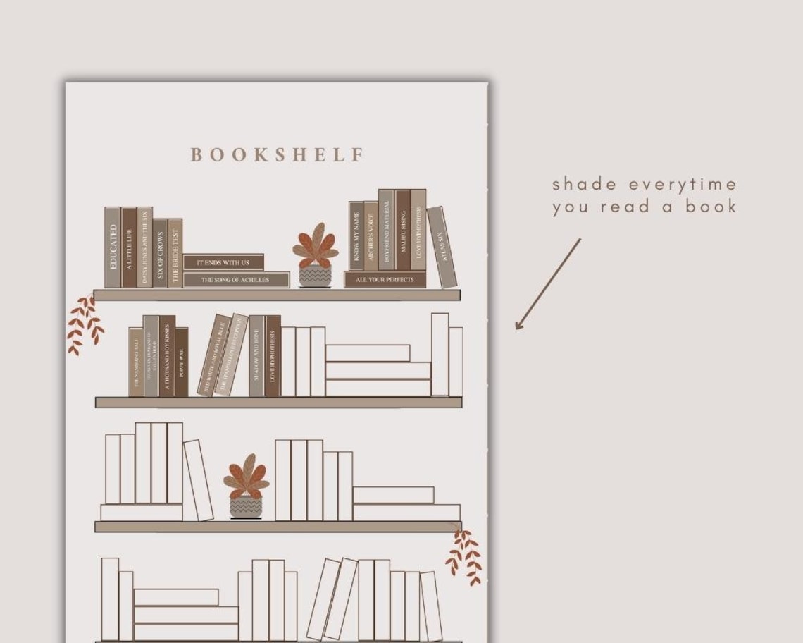 Book Tracker Coloring Bookshelf Tracker Printable | Etsy