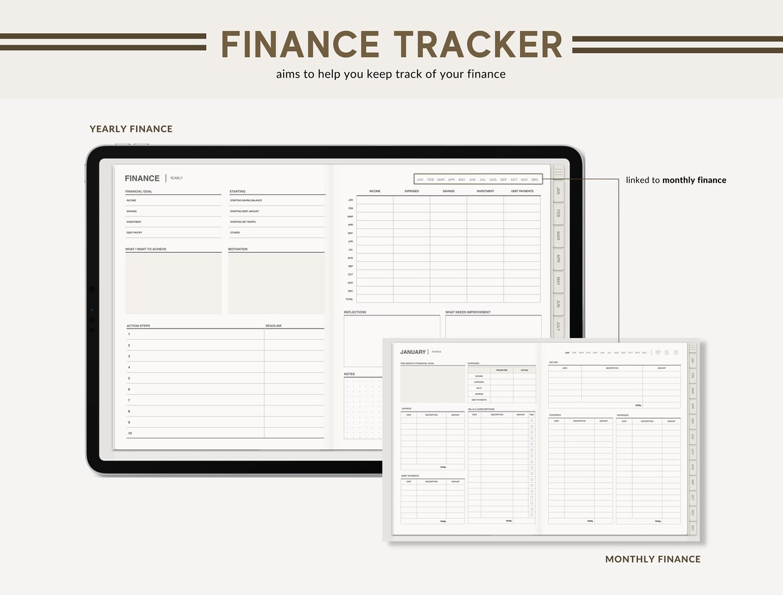 Undated Digital Planner Landscape Planner, Hyperlinked Digital Planner ...