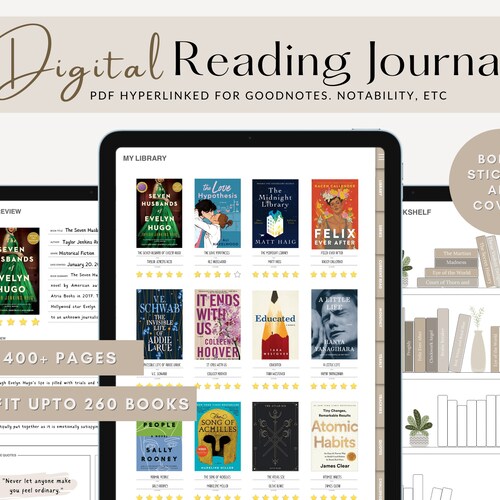 Digital Reading Journal Digital Book Review Planner - Etsy