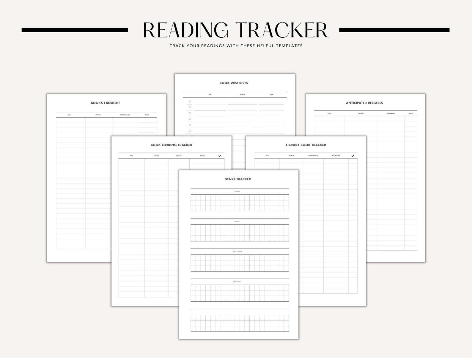 Printable Reading Journal Minimal Reading Planner Book - Etsy