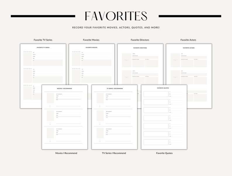 Printable Movie Journal | Movie Tracker, Movie Review, Movie Planner ...
