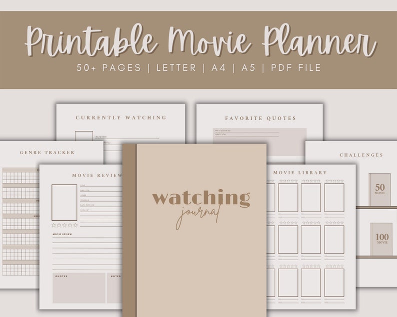 Printable Movie Planner | Movie Journal 2022 | Movie and Series Tracker ...