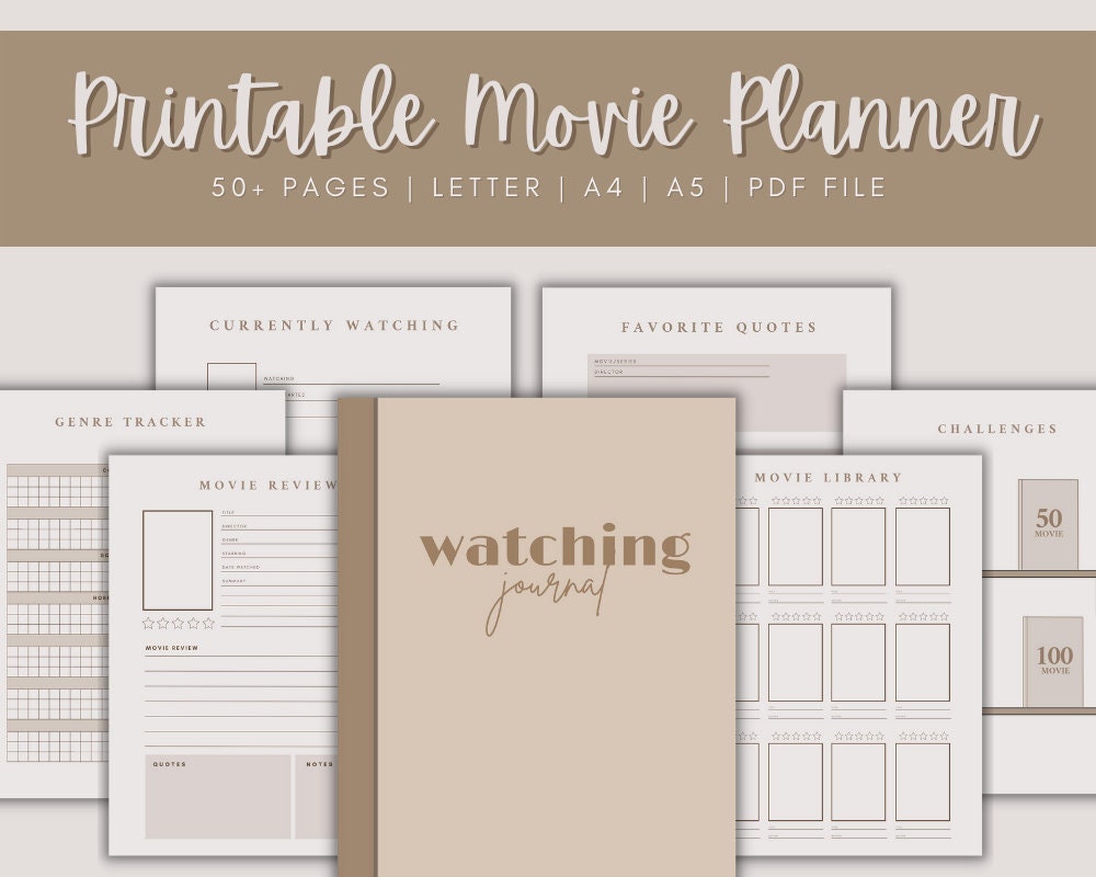 Printable Movie Planner Movie Journal 2022 Movie and - Etsy