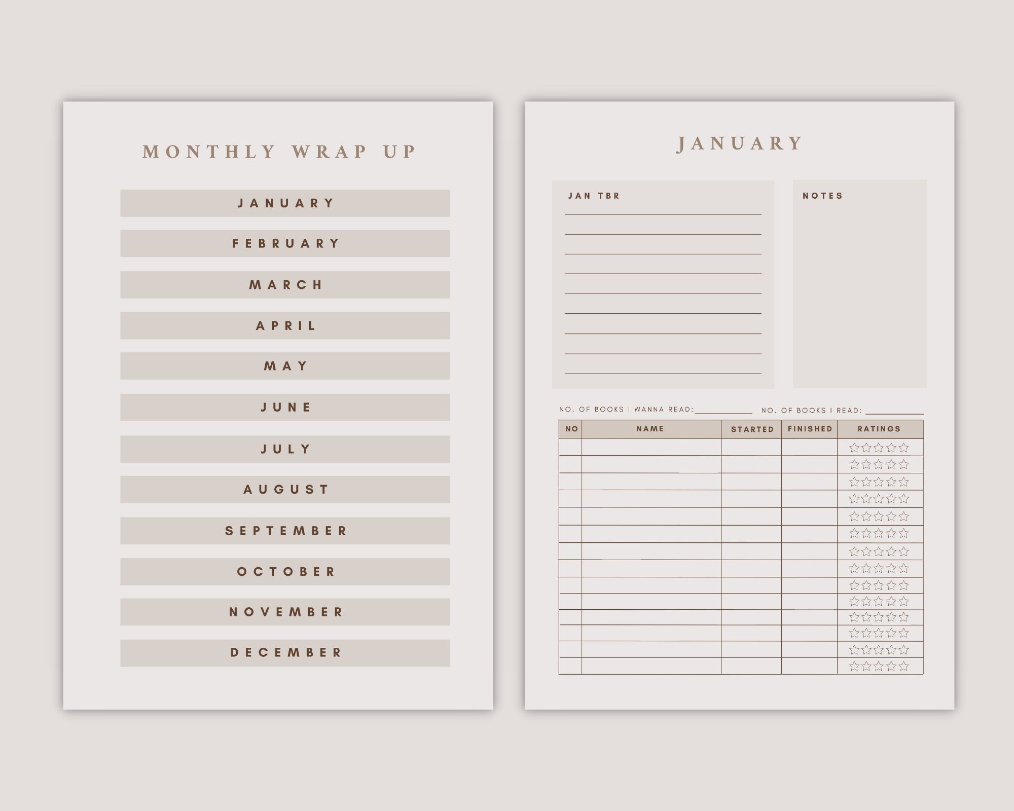 Printable Reading Journal | Minimal Reading Planner | Book Planner ...