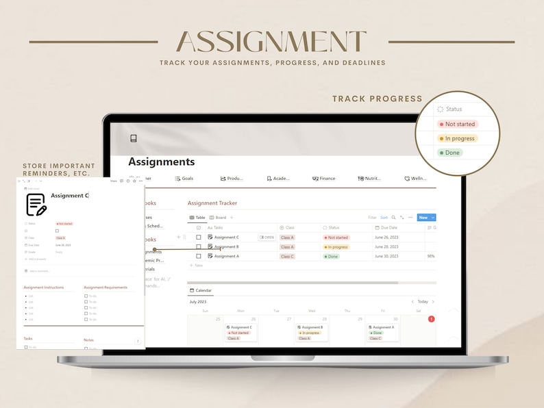 Notion Template Student Planner | Academic Planner Notion Dashboard ...