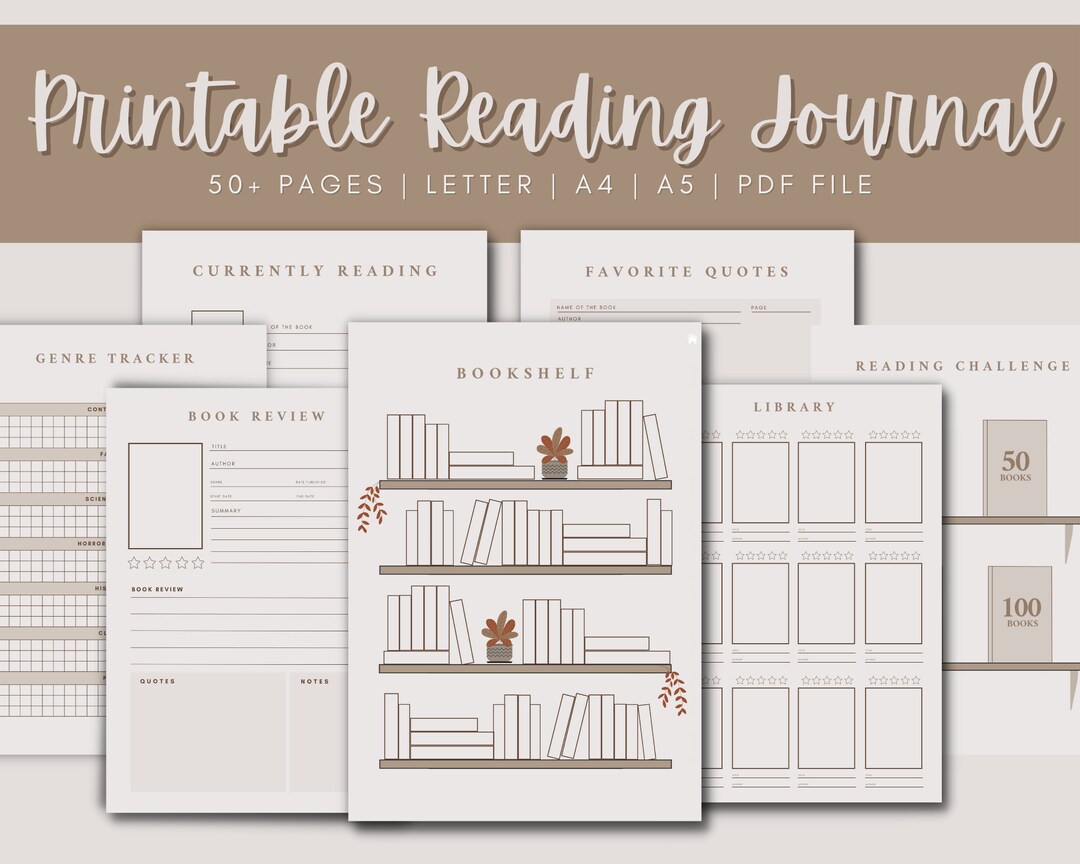 Printable Reading Journal | Minimal Reading Planner | Book Planner ...