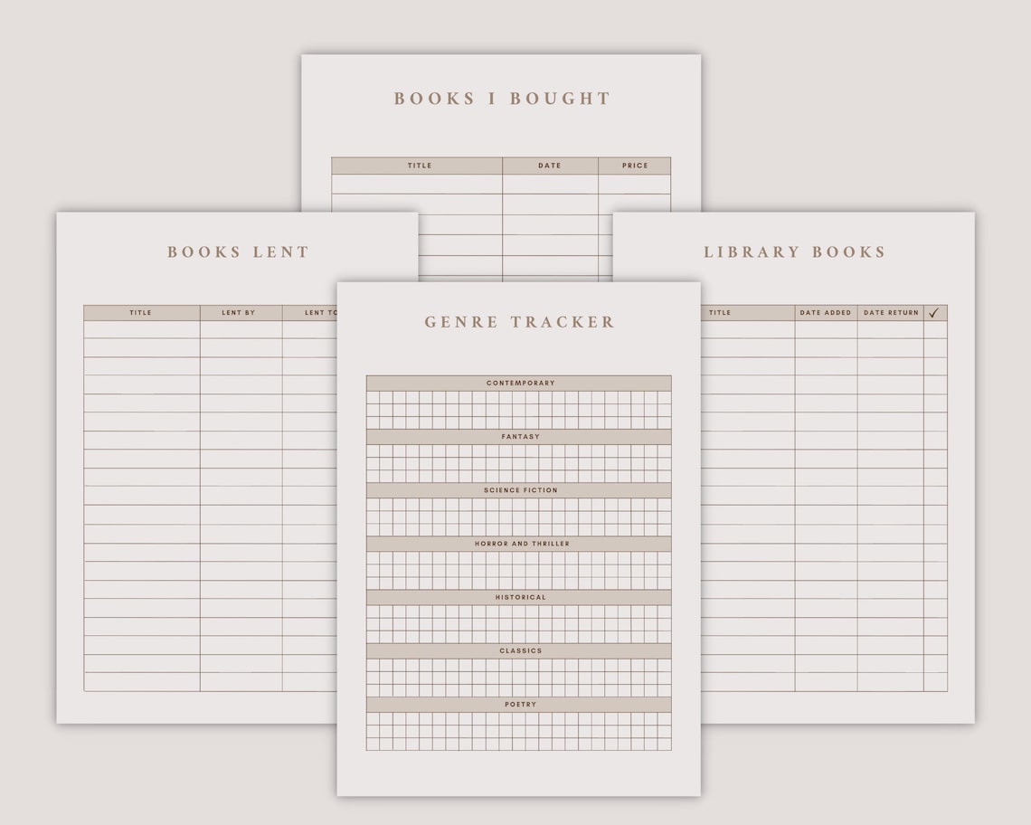 Printable Reading Journal Minimal Reading Planner Book - Etsy