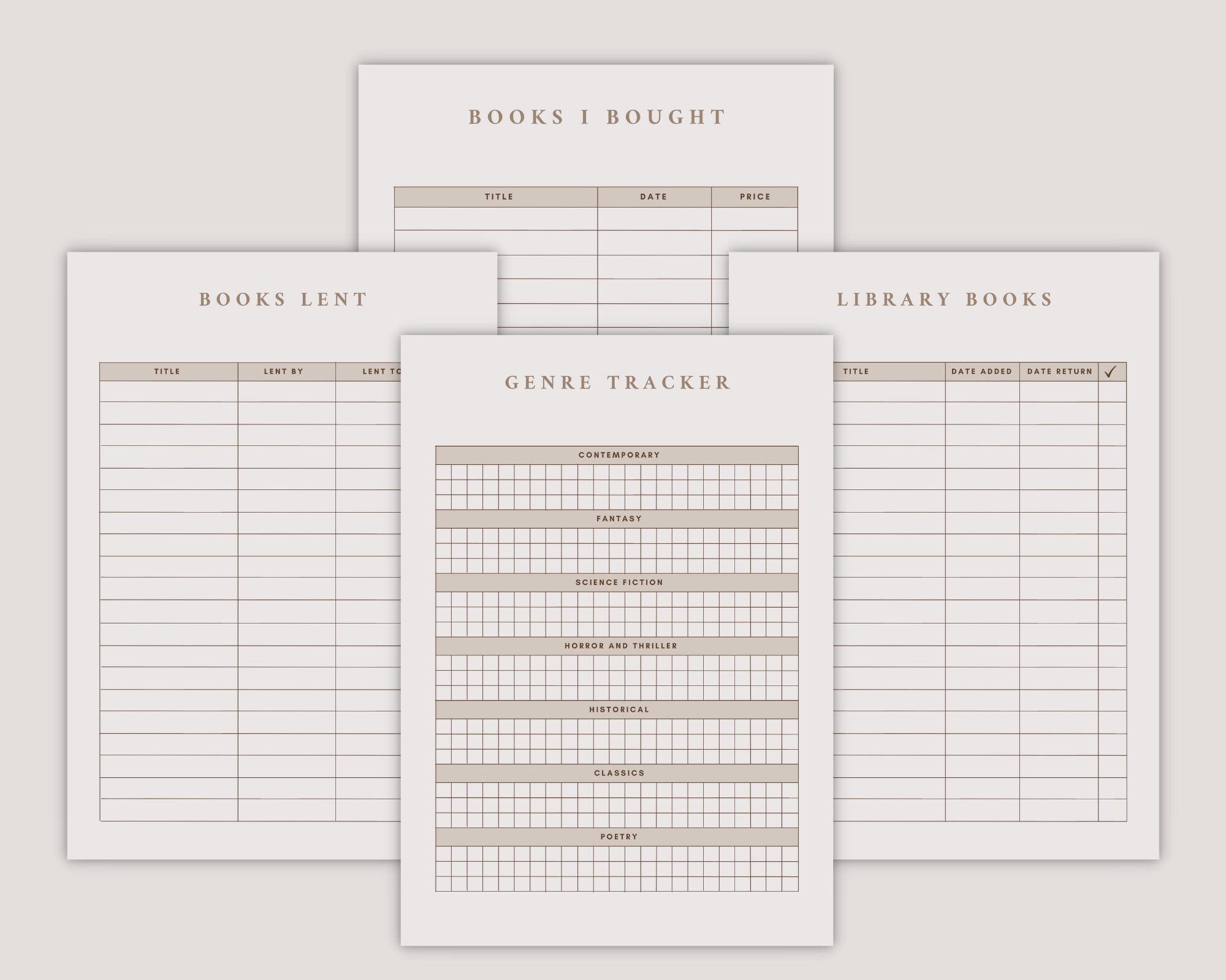 Printable Reading Journal | Minimal Reading Planner | Book Planner ...