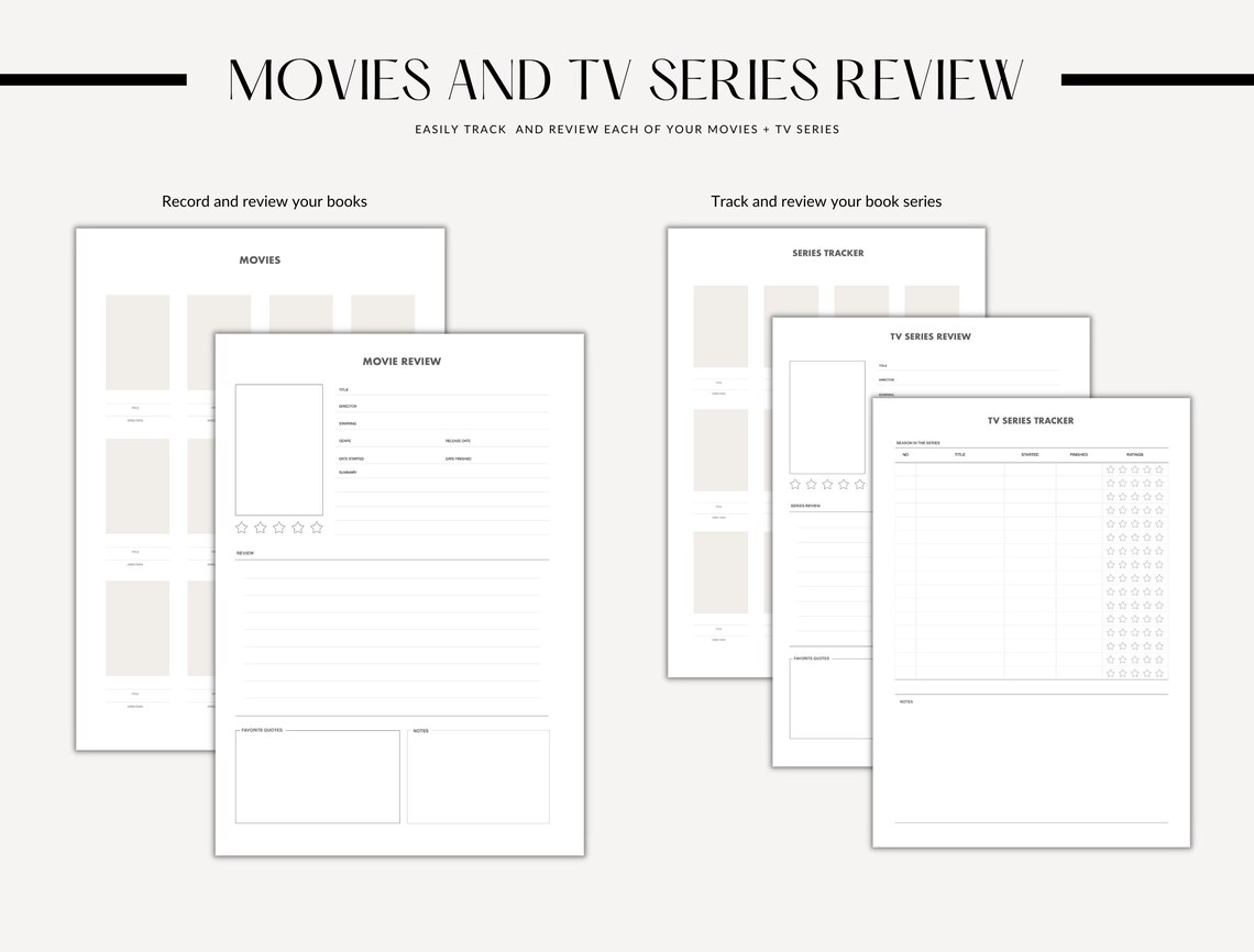 Printable Movie Journal | Movie Tracker, Movie Review, Movie Planner ...