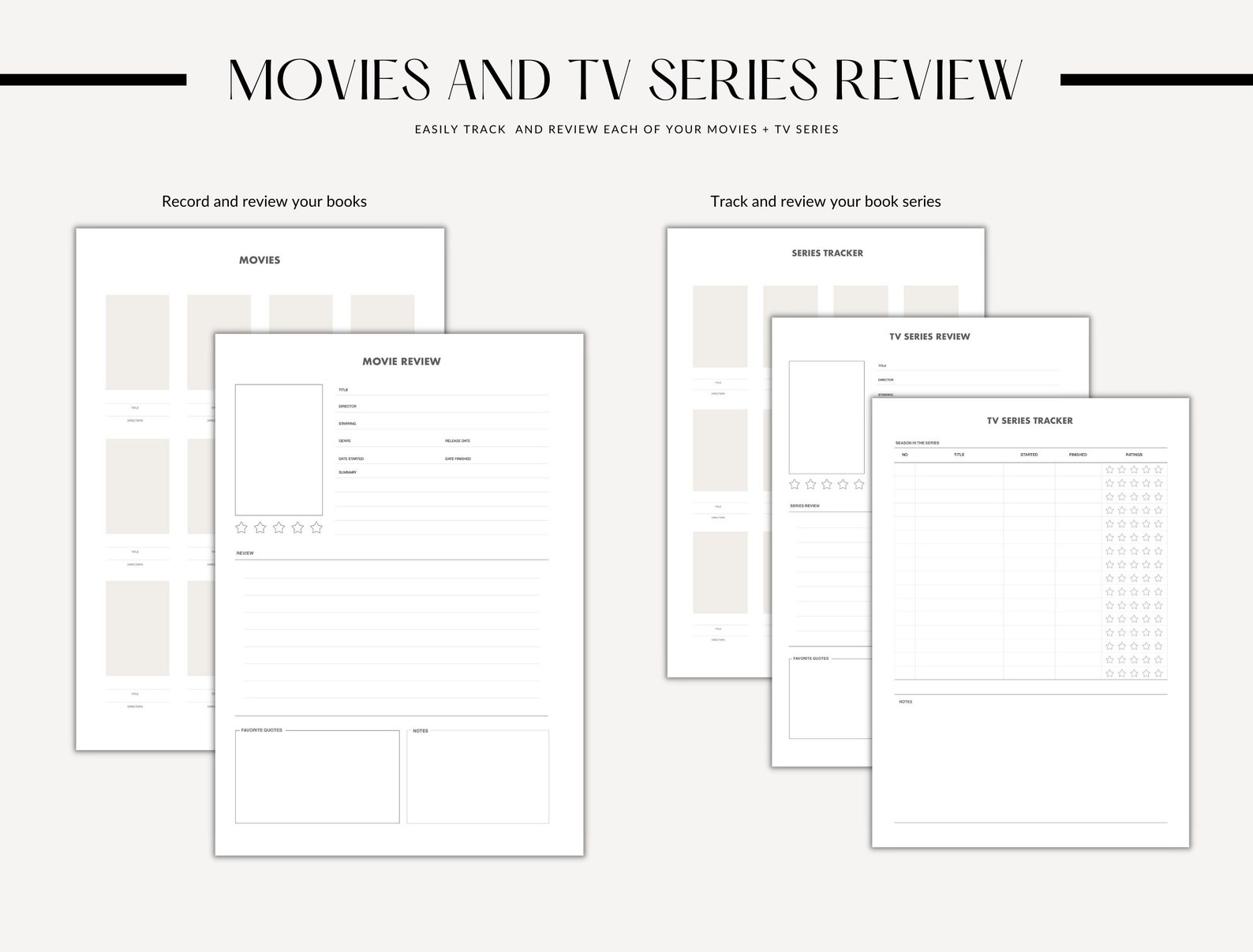 Printable Movie Journal | Movie Tracker, Movie Review, Movie Planner ...