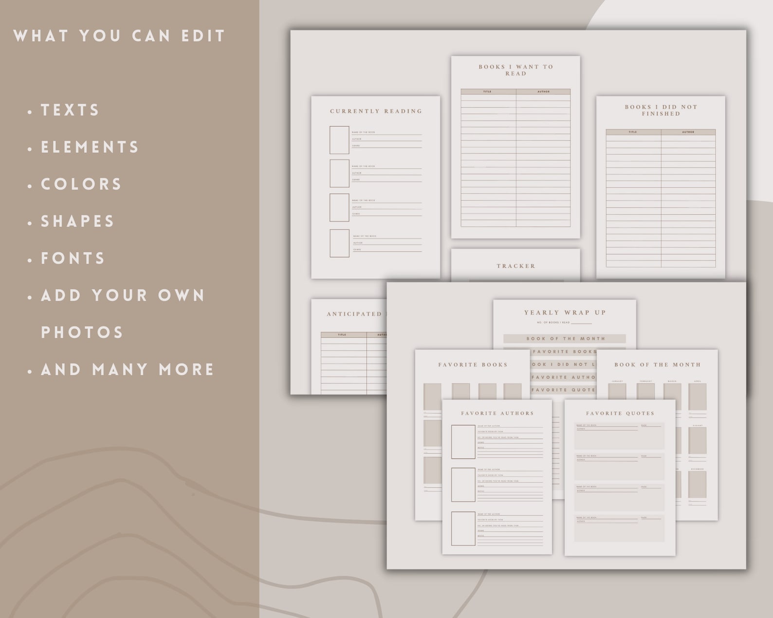 Canva Templates Reading Journal Book and Reading Planner Reading ...
