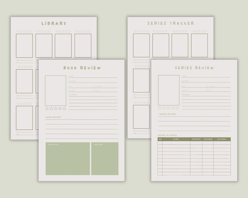 Green Printable Reading Journal | Minimal Reading Planner | Book ...