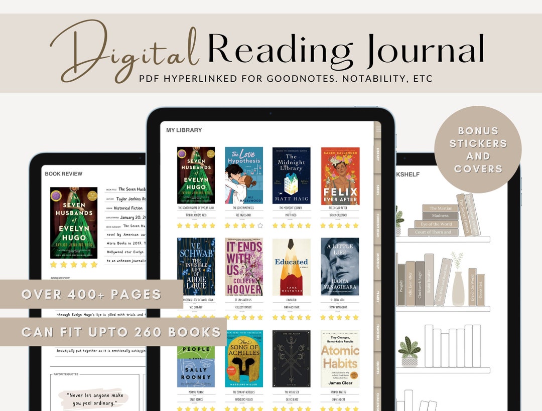 Digital Reading Journal | Digital Reading Planner | Minimalist Design ...