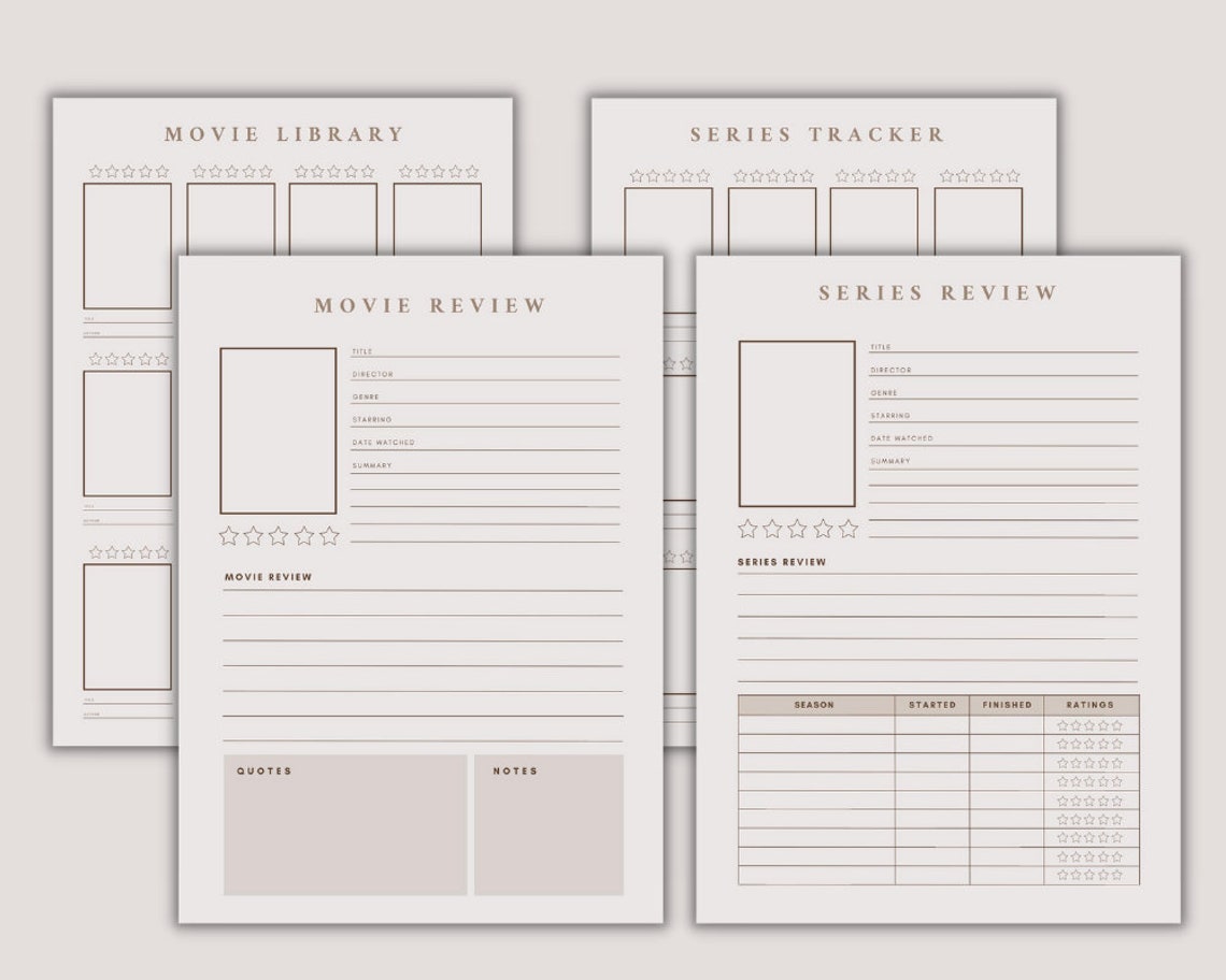 Printable Movie Planner | Movie Journal 2022 | Movie and Series Tracker ...