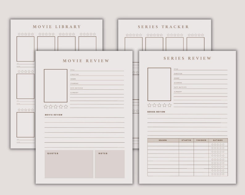 Printable Movie Planner | Movie Journal 2022 | Movie and Series Tracker ...