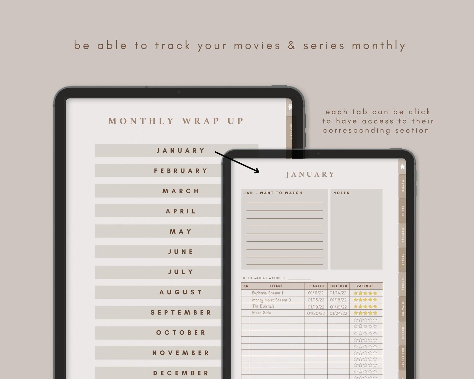 Digital Movie Planner | Movie Journal 2022 | Movie and Series Tracker ...