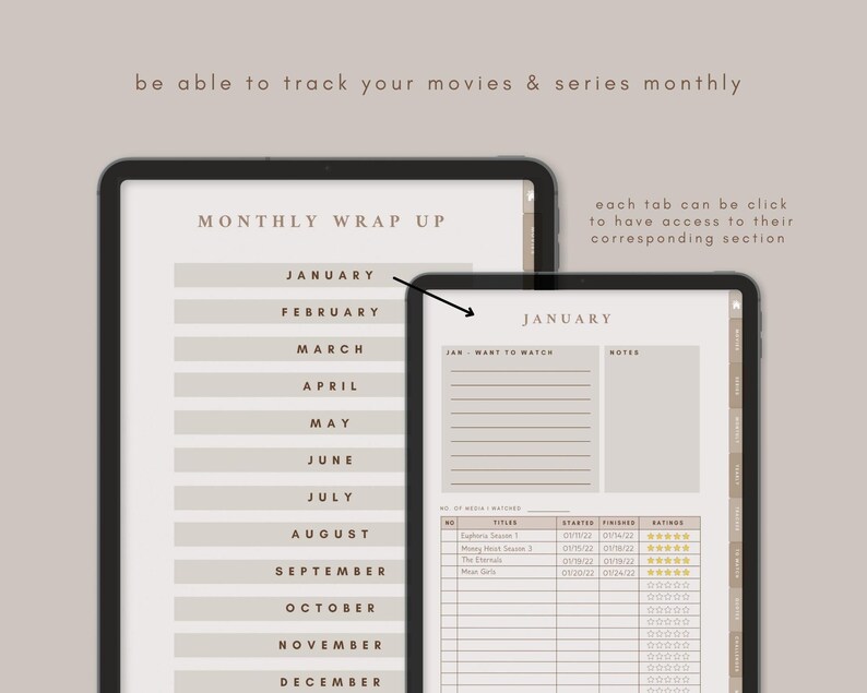 Digital Movie Planner | Movie Journal 2022 | Movie and Series Tracker ...