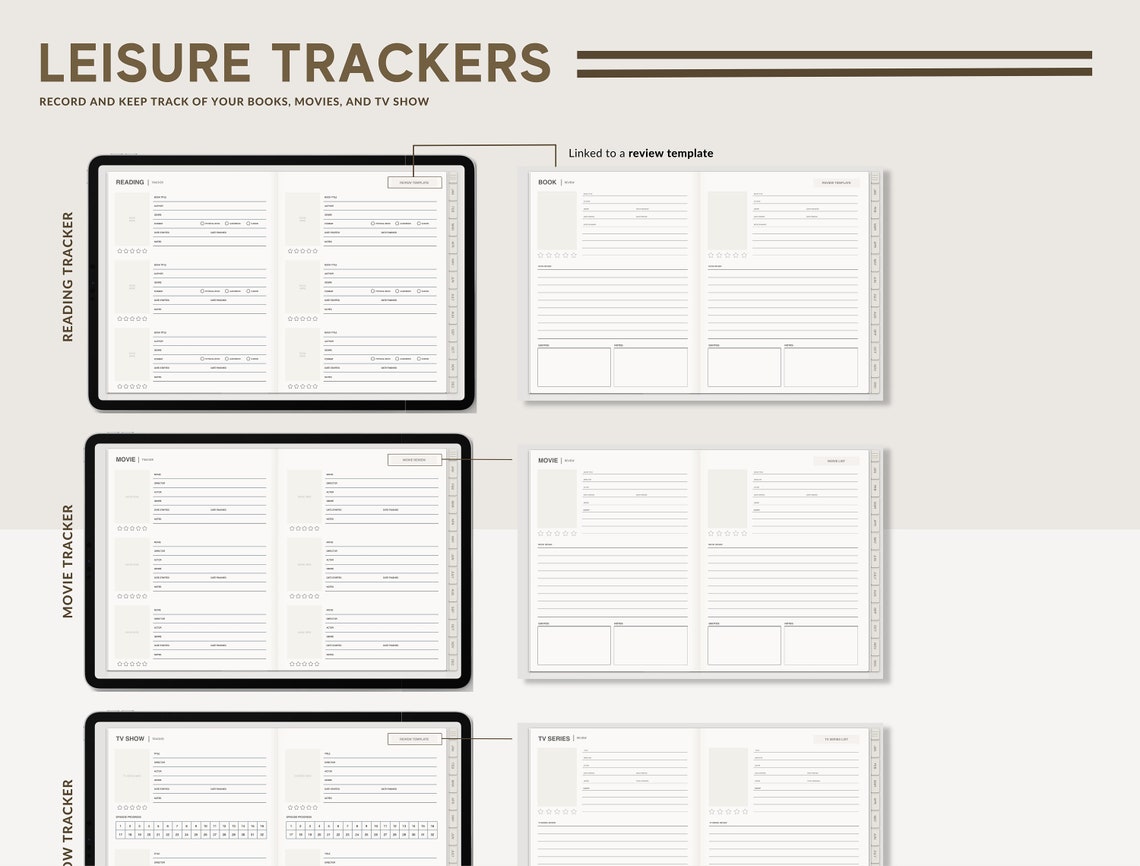 Undated Digital Planner Landscape Planner, Hyperlinked Digital Planner ...