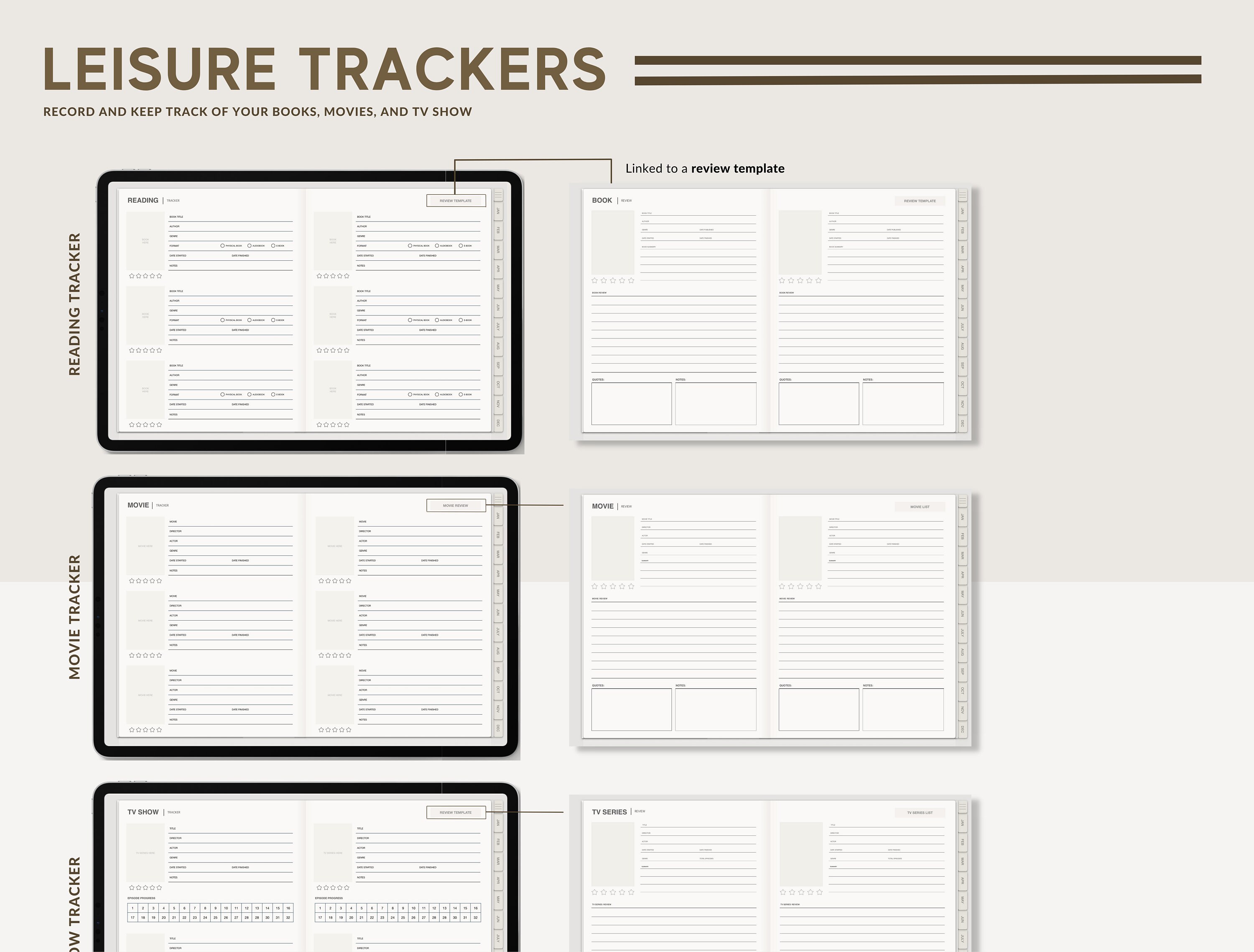Undated Digital Planner Landscape Planner, Hyperlinked Digital Planner ...