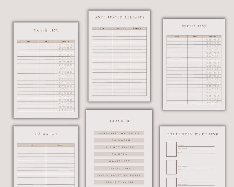 Printable Movie Planner | Movie Journal 2022 | Movie and Series Tracker ...