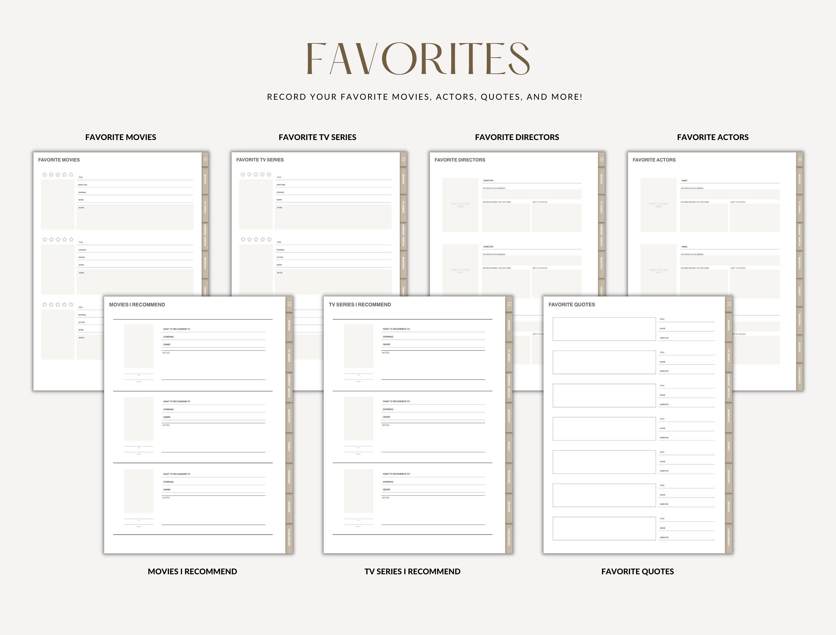 Digital Movie Journal Movie Tracker and TV Show Tracker - Etsy