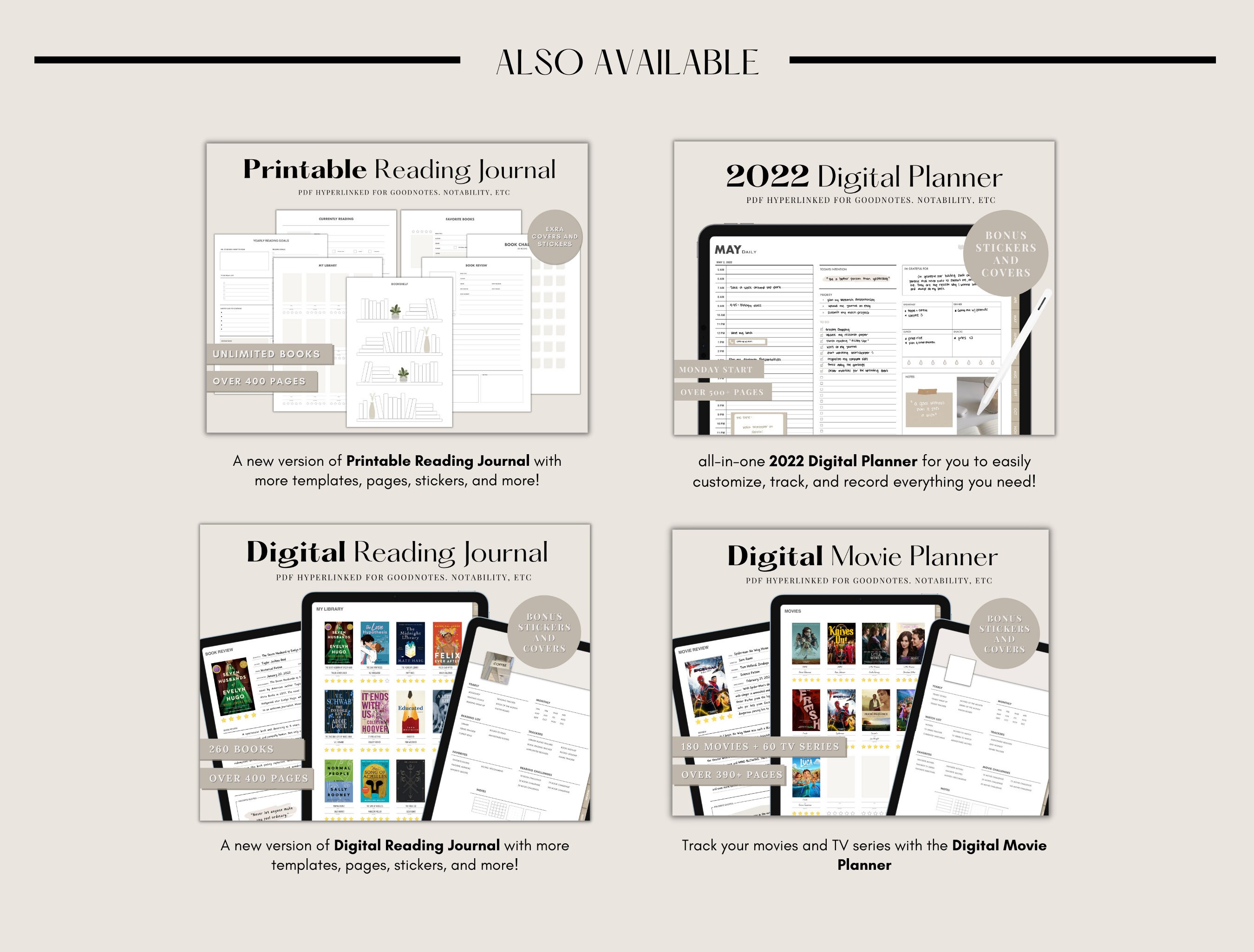 Printable Reading Journal | Minimal Reading Planner | Book Planner ...