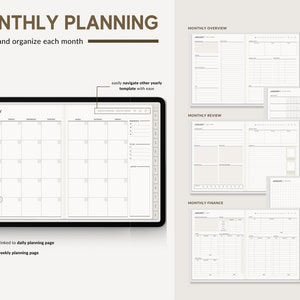 Undated Digital Planner | Landscape Planner, Hyperlinked Digital ...