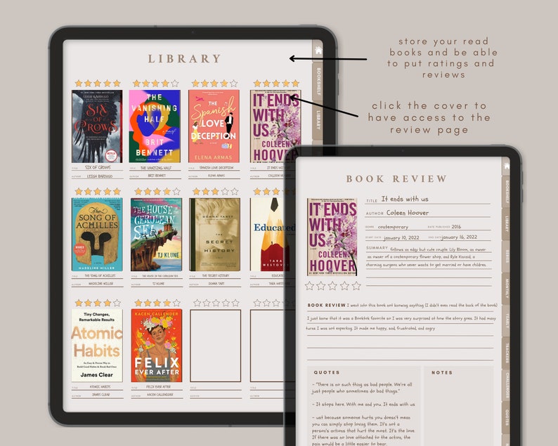 Digital Reading Journal 2022 | Minimal Journal | Digital Reading ...