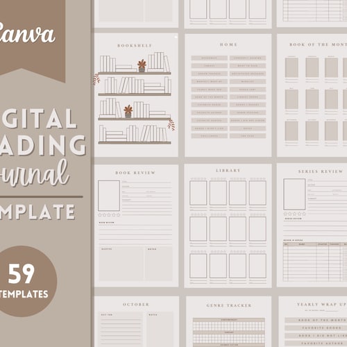 Canva Templates Reading Journal Book and Reading Planner | Etsy