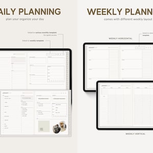 Undated Digital Planner | Landscape Planner, Hyperlinked Digital ...
