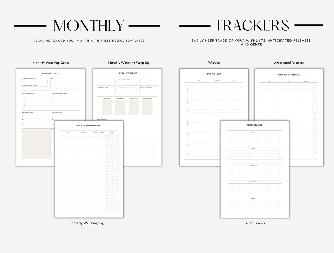 Printable Movie Journal | Movie Tracker, Movie Review, Movie Planner ...