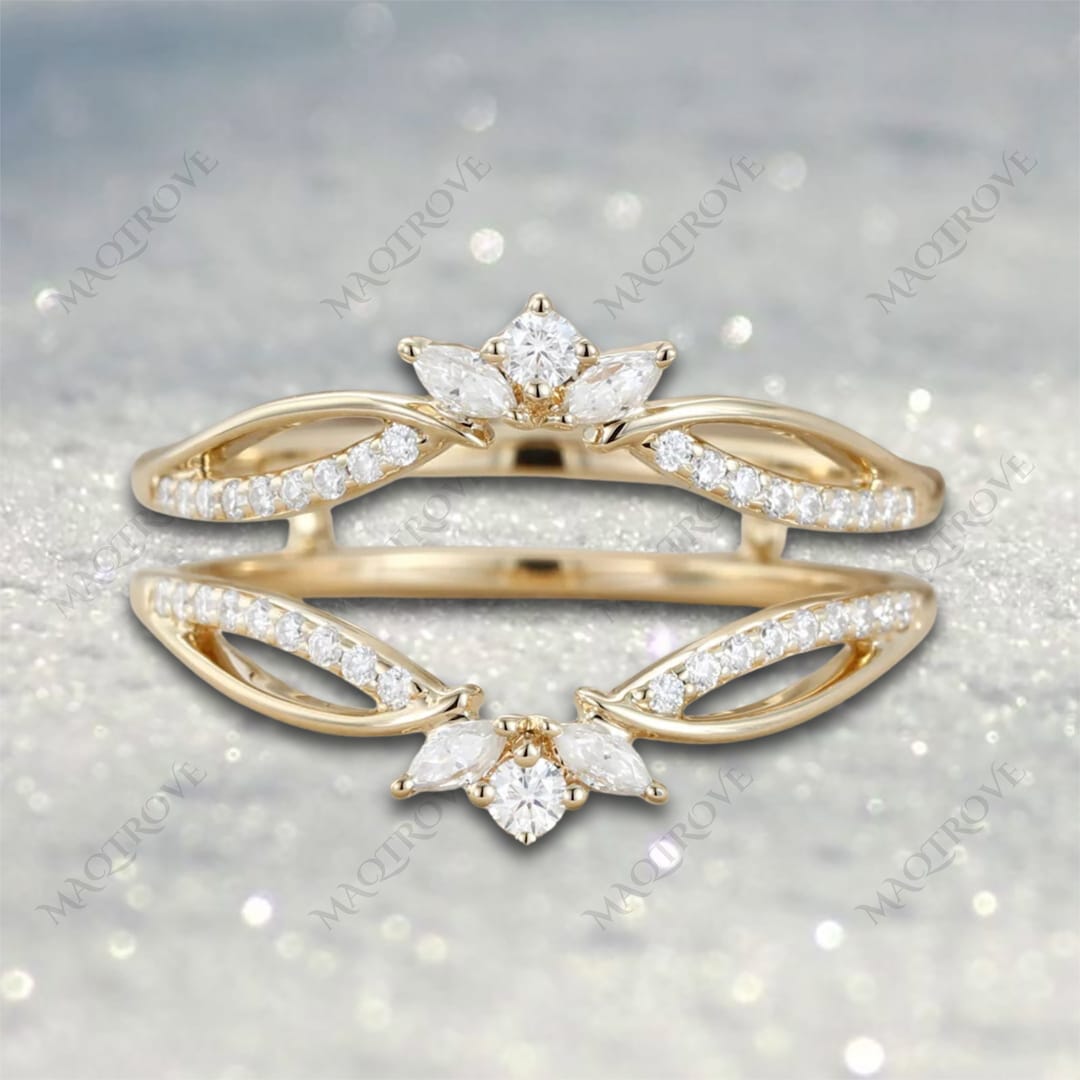 Double Wedding Band 14K Gold Band Moissanite Band Set Eternity Band Set ...