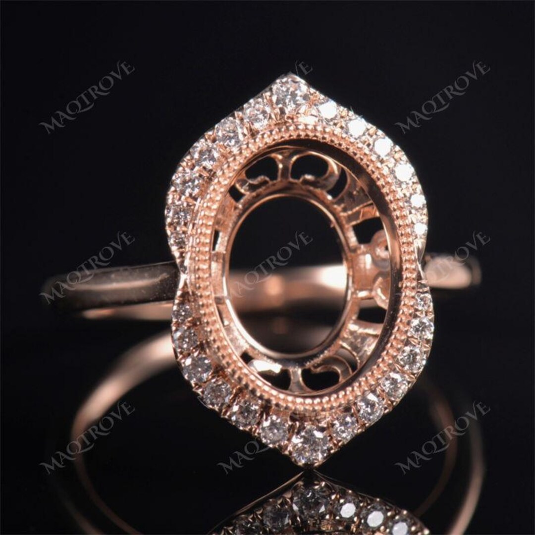 Custom Vintage Women Oval Cut Semi Mount Ring, Oval Shape Silver Ring ...