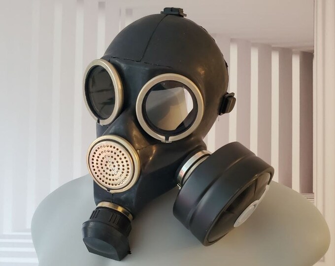 Heavy Rubber Gas Mask With a Filter. Latex Gear Fetish Golden - Etsy