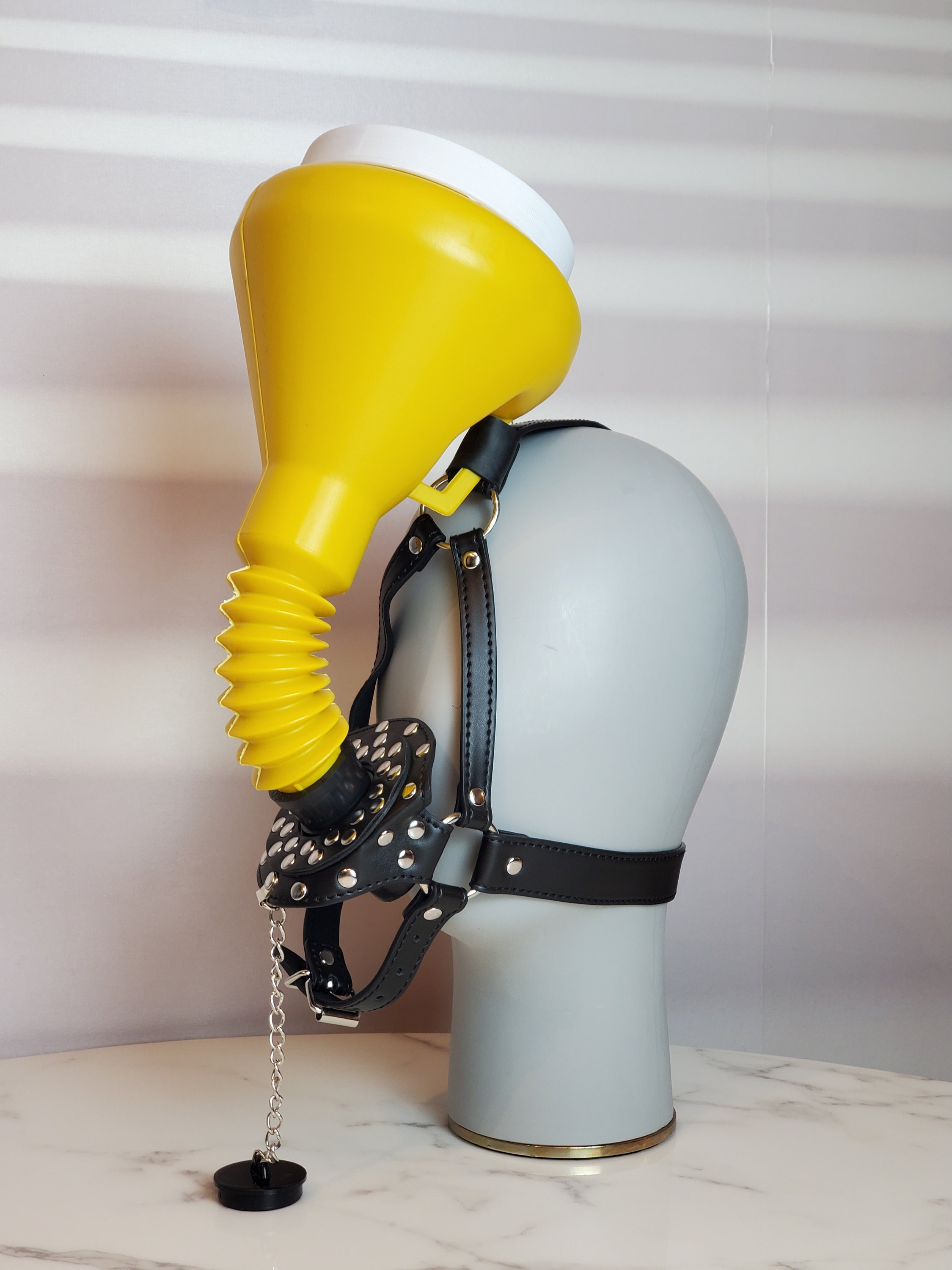 Funnel Piss Mask Bdsm Leather Hood Golden Shower Urinal Gag Etsy Uk