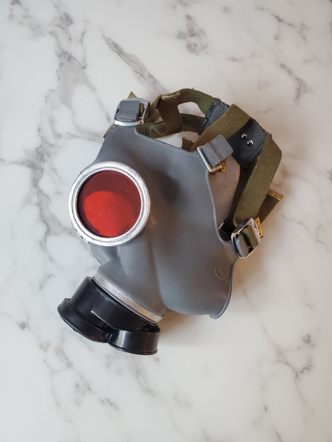 Vintage Rubber Gas Mask Gray Latex Gear Fetish Golden Shower Piss Bdsm Bondage Gay Sex Role