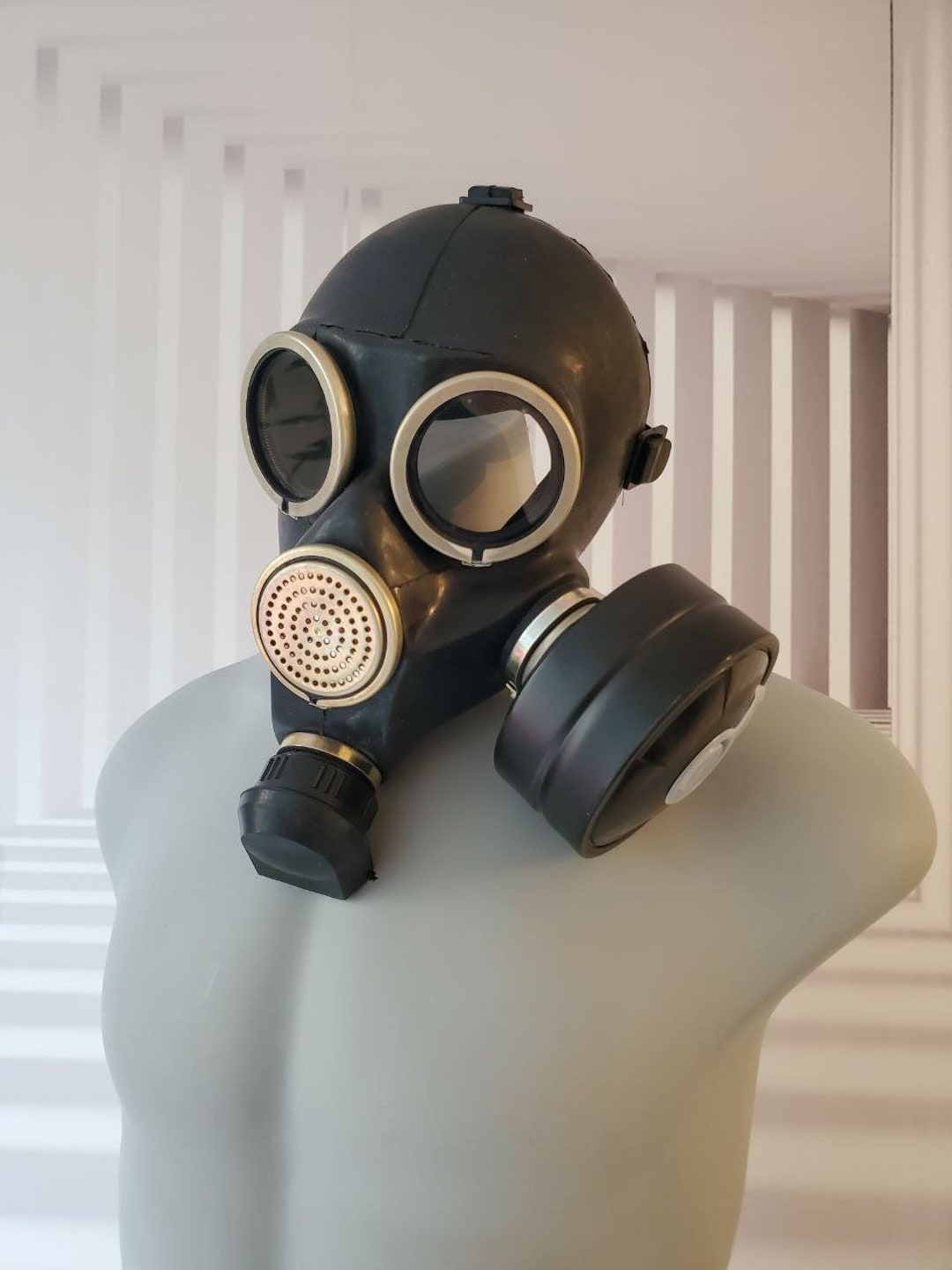 Heavy Rubber Gas Mask With a Filter. Latex Gear Fetish Golden - Etsy