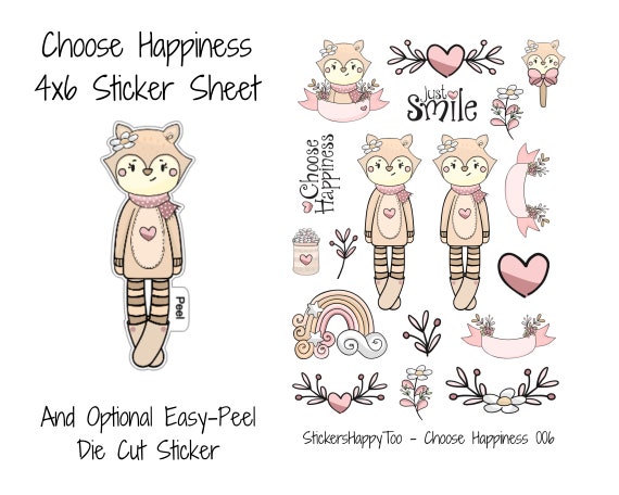 Choose Happiness Sticker Sheet Premium Vinyl Stickers Glossy - Etsy