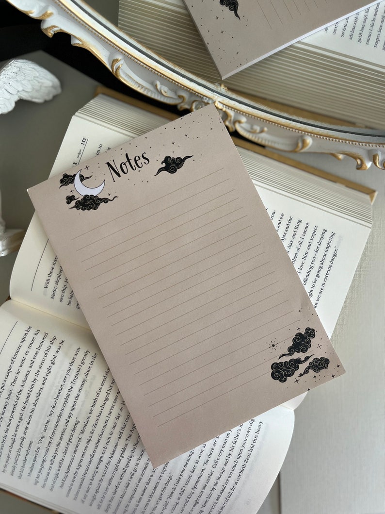 Notepad A5, Moon and Clouds Notepad, Note Taking Sheets - Etsy