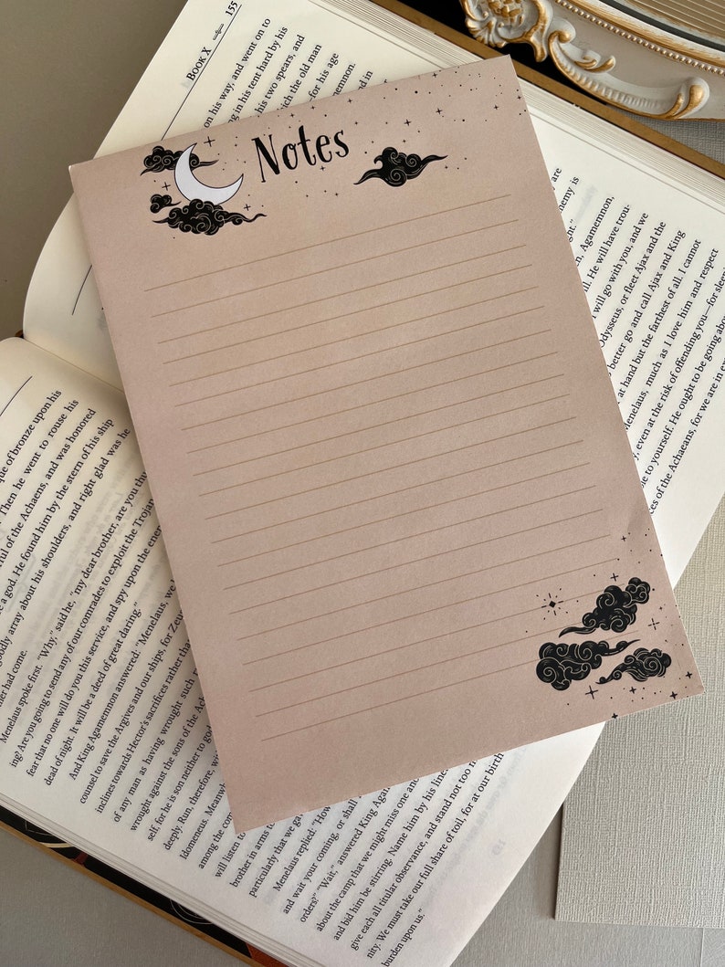 Notepad A5, Moon and Clouds Notepad, Note Taking Sheets - Etsy