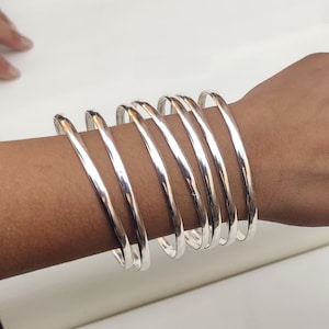 18K Gold Bangle, Set of 7 Bangles, Stacking Bangles, 925 Sterling ...