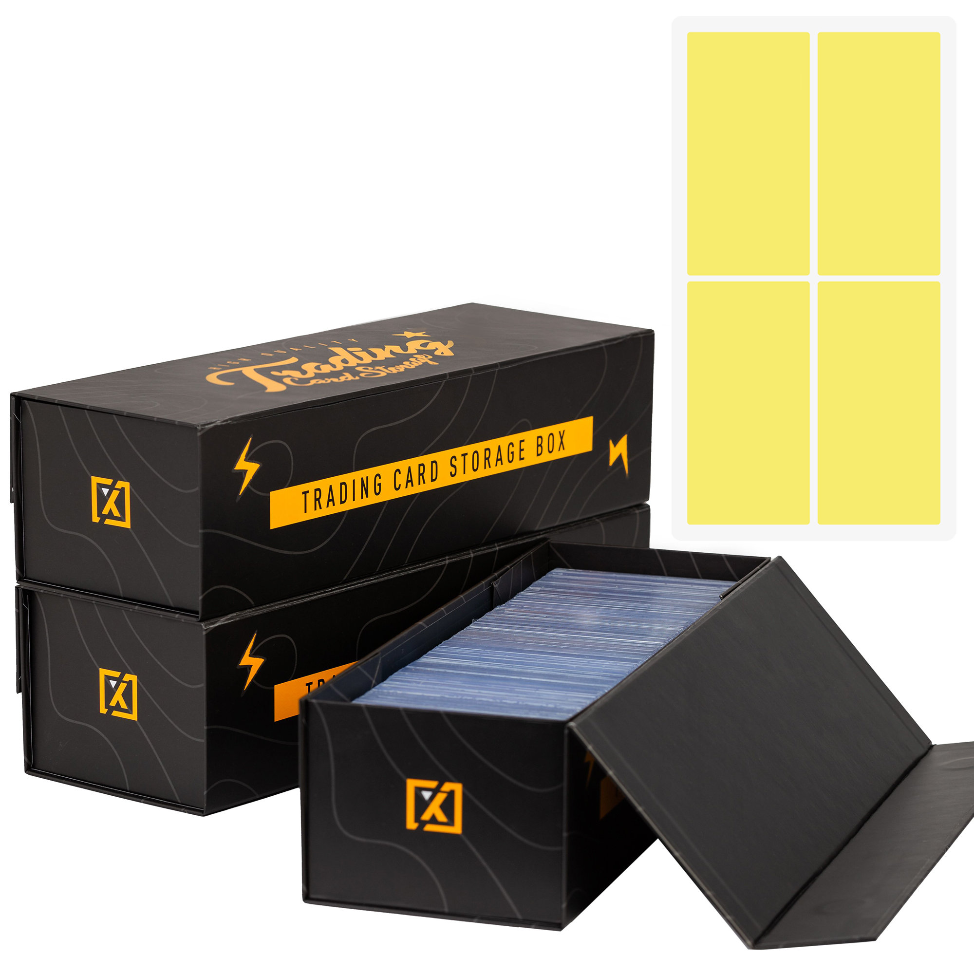 X PRO Trading Card Storage Box 3 PACK , Magnetic Lid, Comes With Labels ...