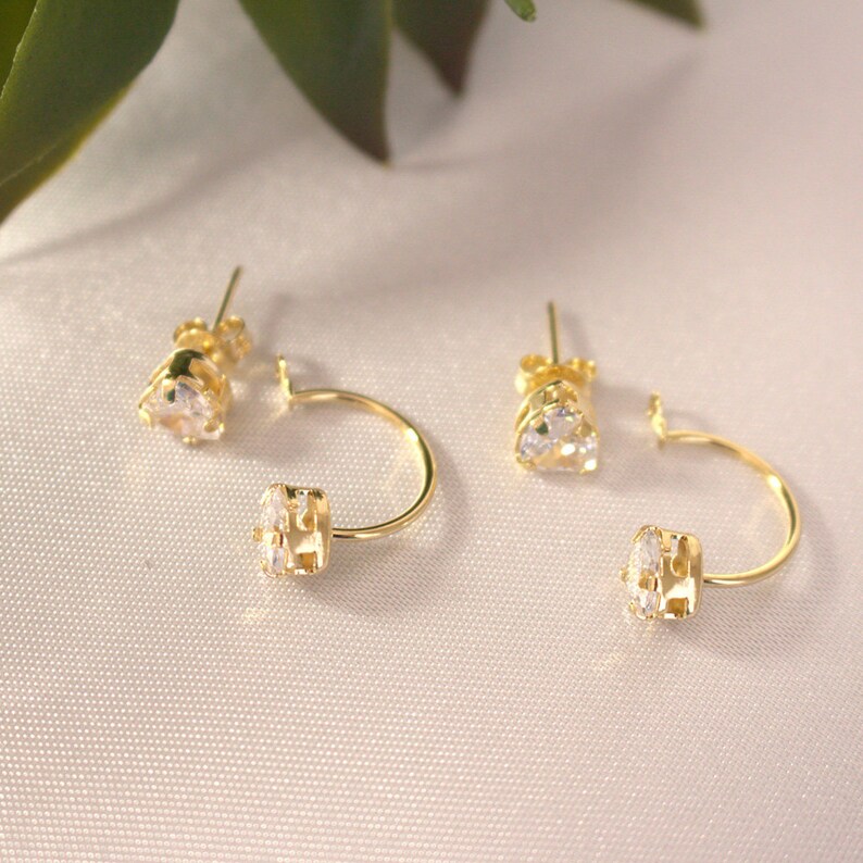 Front Back Earrings Jacket Gold Ear Jacket Cubic Zirconia Ear Jacket